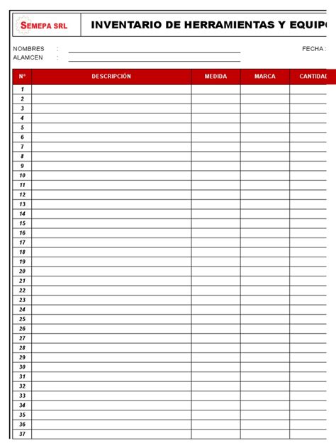 Inventario De Herramientas Y Equipos Pdf Tecnología