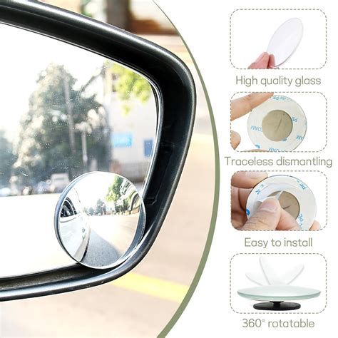 Ongfuwu 2pcs Blind Spot Mirror Round Hd Glass Frameless