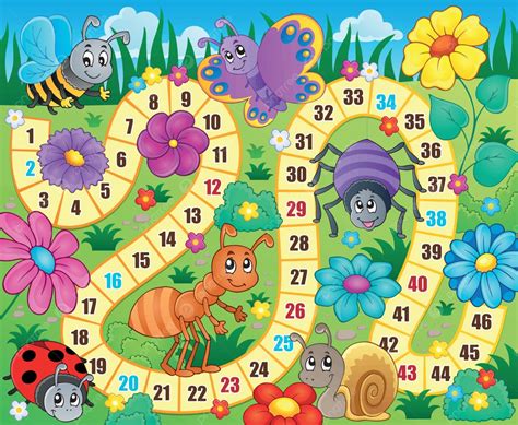 Board Game Theme Image 9 Ladybug Flowers Eps10 Vector Ladybug Flowers