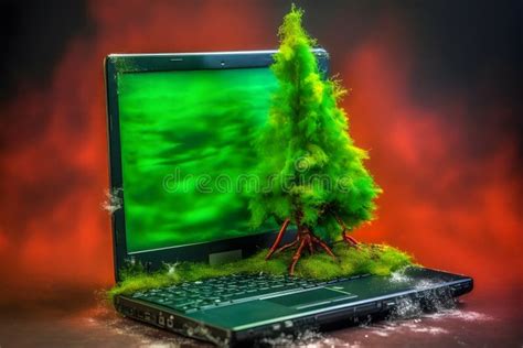 A Tree Grows From A Laptop Green Information Technology Stock Photo Image Of Hardware Tree
