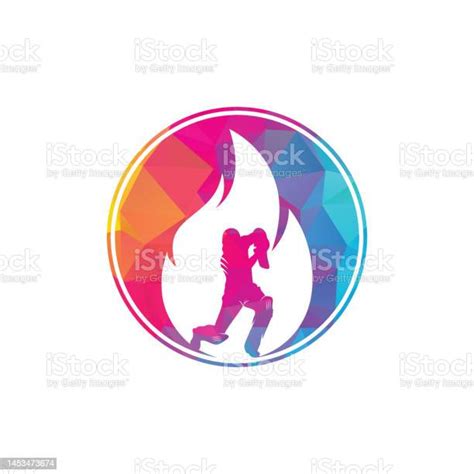 화재 크리켓 선수 벡터 로고 디자인입니다 크리켓 화재 장비 로고 아이콘입니다 크리켓 경기장에 대한 스톡 벡터 아트 및 기타 이미지 크리켓 경기장 Championship