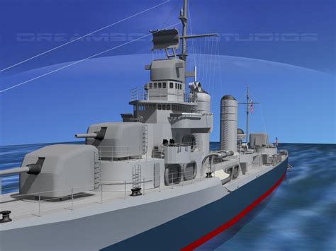 Benson Class Destroyer Uss Benson Dd421 3d Model 129 Unknown Dae