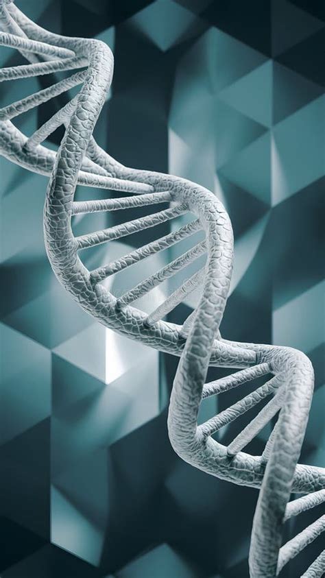 Futuristic Dna Helix With Geometric Patterns In Cool Tones Symbolizing Molecular Complexity