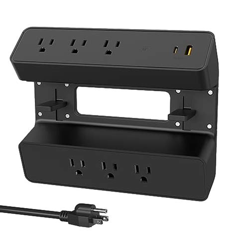 Desk Mountable Power Strip Surge Protector Overload Protection Removable Power Outlet Socket