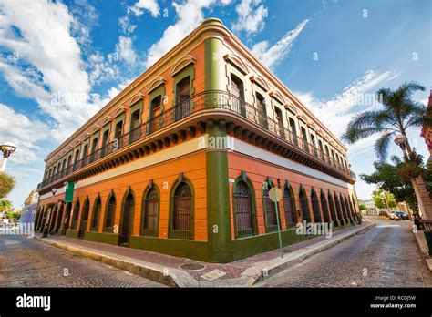 Mexico Mazatlan Colorful Old City Streets In Historic City Center