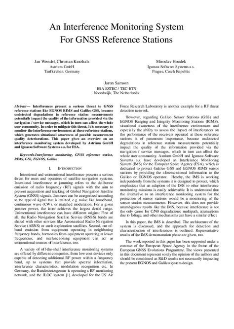 Pdf An Interference Monitoring System For Gnss Reference Stations
