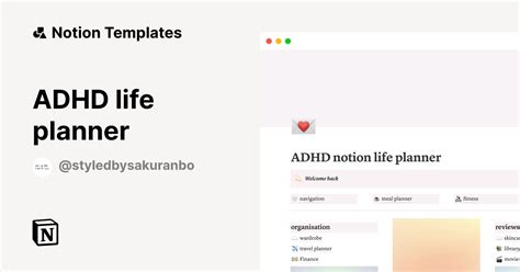 adhd life planner template by styled by sakuranbo notion marketplace
