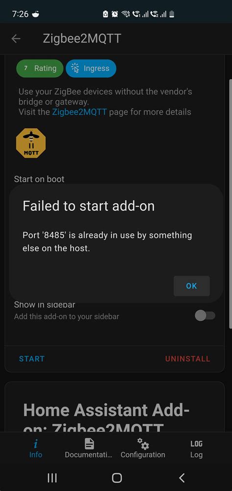 zigbee2mqtt faild to start r homeassistant