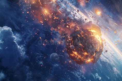 A Dramatic Scene Of An Asteroid Exploding In The Earths Atmosphere A Protective Shield