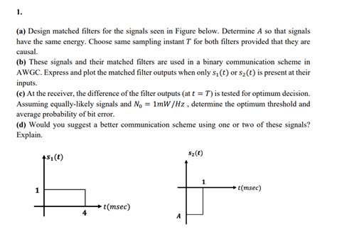 Solved A Design Matched Filters For The Signals Seen In