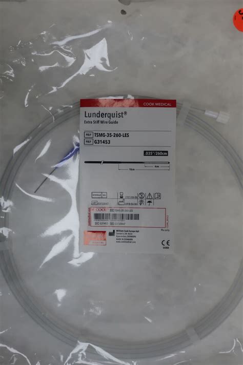 New Cook G31453 Lunderquist Extra Stiff Wire Guide Straight 0 035 X 260cm Disposables