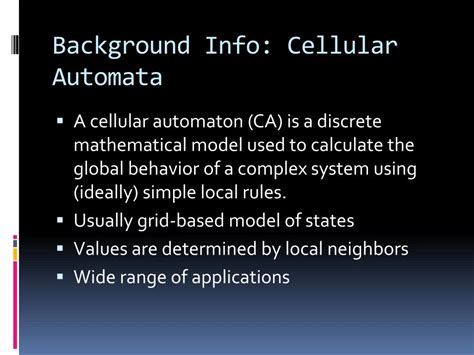 Ppt Memory Access Patterns For Cellular Automata Using Gpgpus Powerpoint Presentation Id2427274