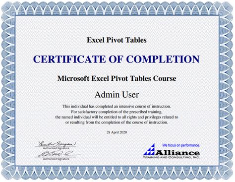 excel pivot tables alliance training