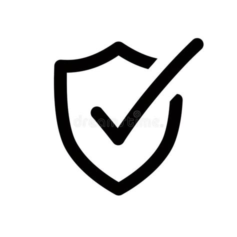 Black Shield Icon Displaying Checkmark Symbolizing Security Protection Verification Stock