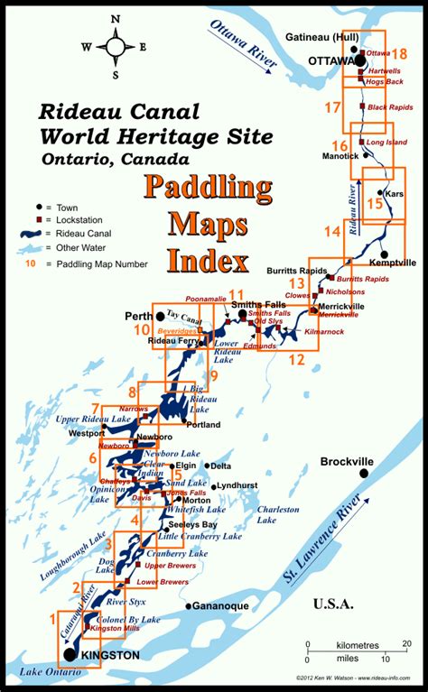 Paddling The Rideau Canal Paddling Guide Index Map