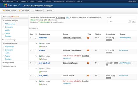 ja extension manager not working joomlart