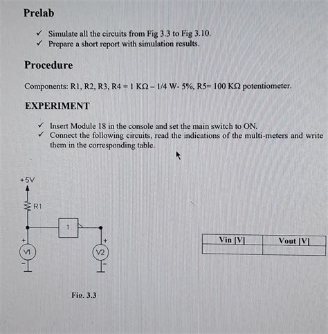 Prelab Simulate All The Circuits From Fig To Fig Chegg