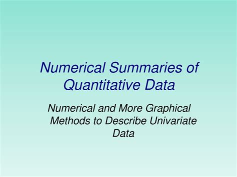 Ppt Chapter 4 Displaying And Summarizing Quantitative Data Powerpoint Presentation Id9426872