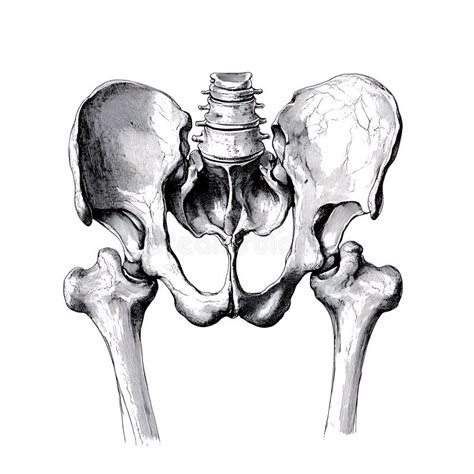 Detailed Anatomical Drawing Of The Human Pelvic Girdle And Hip Bones Stock Illustration