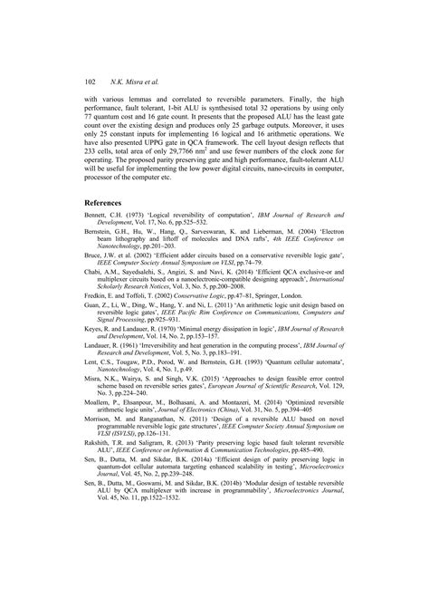 Approach To Design A High Performance Fault Tolerant Reversible Alu Pdf