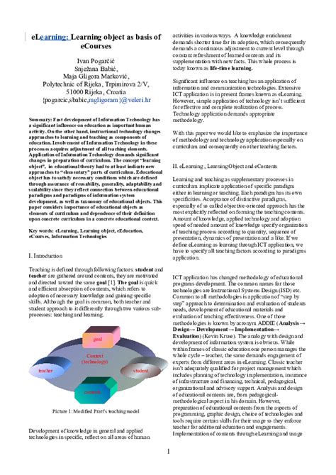 Doc Elearning Learning Object As Basis Of Ecourses