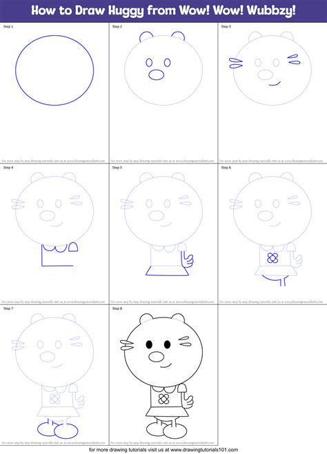 How To Draw Huggy From Wow Wow Wubbzy Wow Wow Wubbzy Step By Step