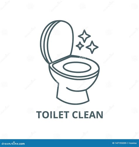 Toilet Clean Cleaning Service Vector Line Icon Linear Concept Outline Sign Symbol Stock