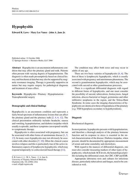 Pdf Hypophysitis