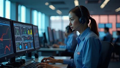 Hightech Command Center Emergency Dispatcher In Action Premium Ai Generated Image