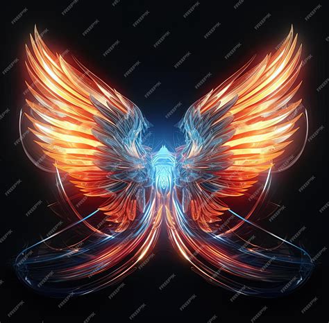 Premium Ai Image A Red And Blue Angel Wing Flying Over A Void In The