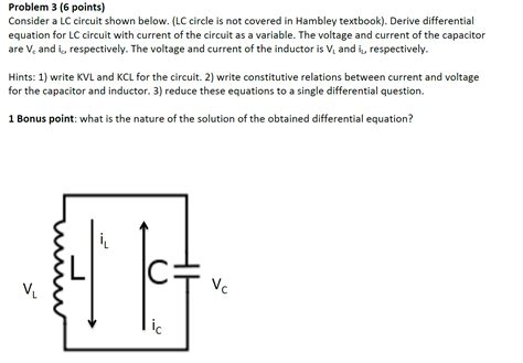 Solved Consider A Lc Circuit Shown Below Lc Circle Is Not