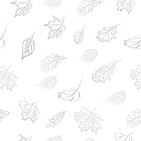 premium vector line art seamless pattern autumn leaves high quality
