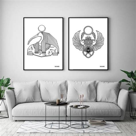 Интерьерные постеры египетский бог тот и скарабей — цена 400 грн в