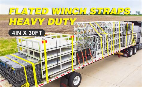 4 X30 Winch Straps With Flat Hook Flatbed Tie Downs Truck