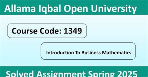 Introduction To Business Mathematics Course Code 1349 Solved