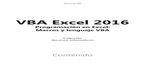 vba excel 2016 ediciones eni · ediciones eni vba excel 2016