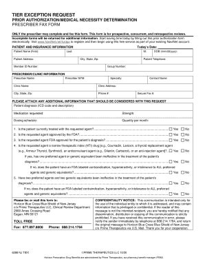 Fillable Online TIER EXCEPTION REQUEST Fax Email Print PdfFiller