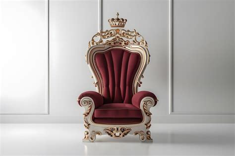 색 바탕에 고립된 은 왕좌 의자 3d 렌더링 프리미엄 Ai 생성 벡터