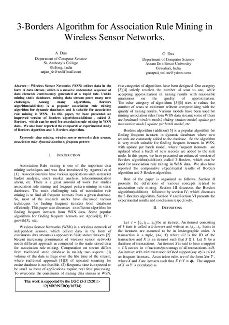 Pdf 3 Borders Algorithm For Association Rule Mining In Wireless Sensor Networks
