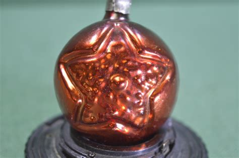 Купить Елочная новогодняя игрушка шар Звезда красная Стекло Агитация СССР в интернет