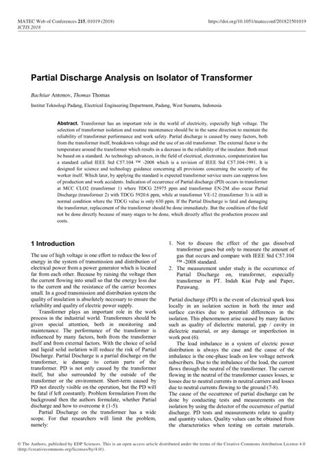 Pdf Partial Discharge Analysis On Isolator Of Transformer