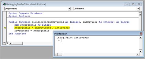 Debugging Im Vba Editor Teil 1 Access Basics