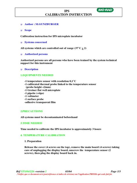 Calibration Instruction Gen 1 Pdf Physical Sciences Equipment