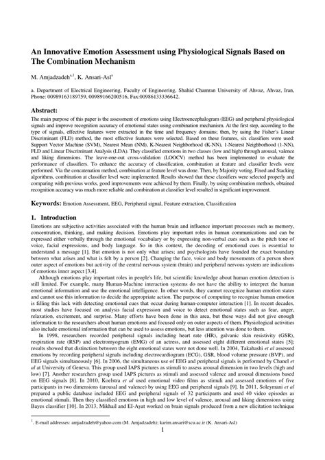 Pdf An Innovative Emotion Assessment Using Physiological Signals
