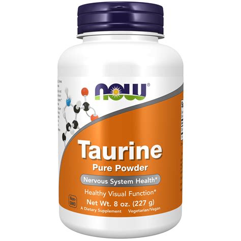 Now Supplements Taurine Pure Powder 8 Ounce Amino Acid For Nervous