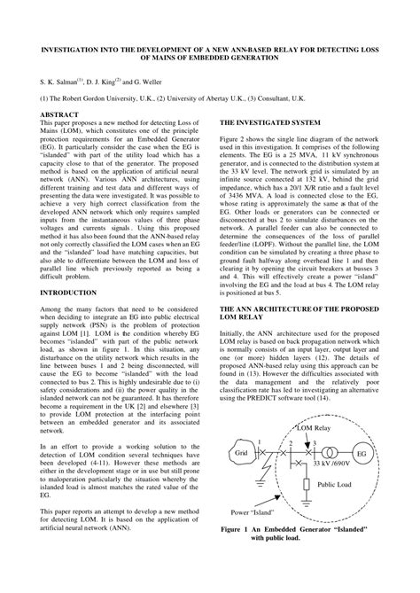 Pdf Investigation Into The Development Of A New Ann Based Relay For