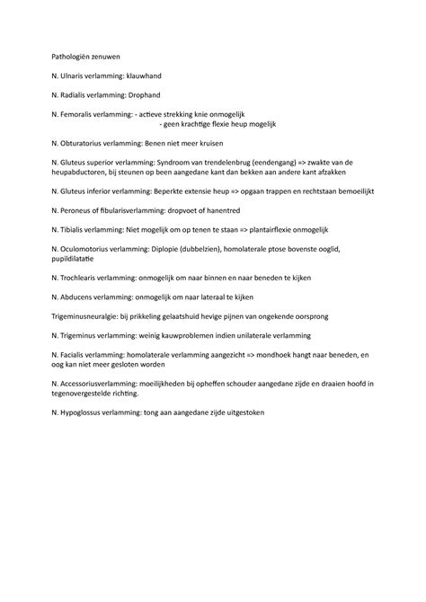 Pathologie Zenuwen Zenuwen N Ulnaris Verlamming Klauwhand N Radialis Verlamming Drophand N