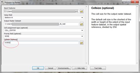 Setting Cell Size On Polygon To Raster Tool In Arcgis Geographic