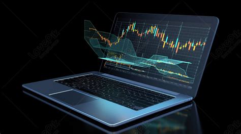 노트북 및 비즈니스 그래프의 3d 렌더링 일러스트레이션을 통해 펀드 산업의 온라인 거래 강화 자금 관리 배경 금융 기술 배경 거래 배경 이미지 Hd 자금 관리 금융