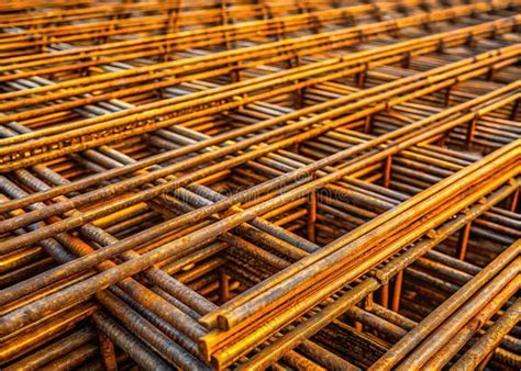 Rusty Steel Rebar Grid A Minimalist Industrial Perspective On Construction Site Reinforcement